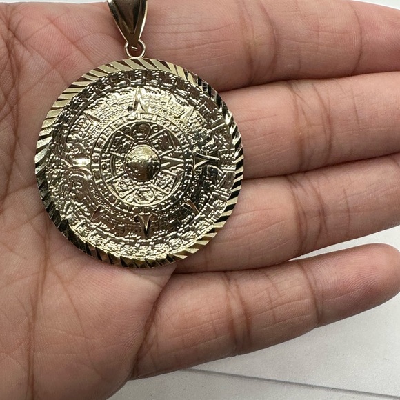 Jewelry | 1k Gold Aztec Calendar Pendant | Poshmark